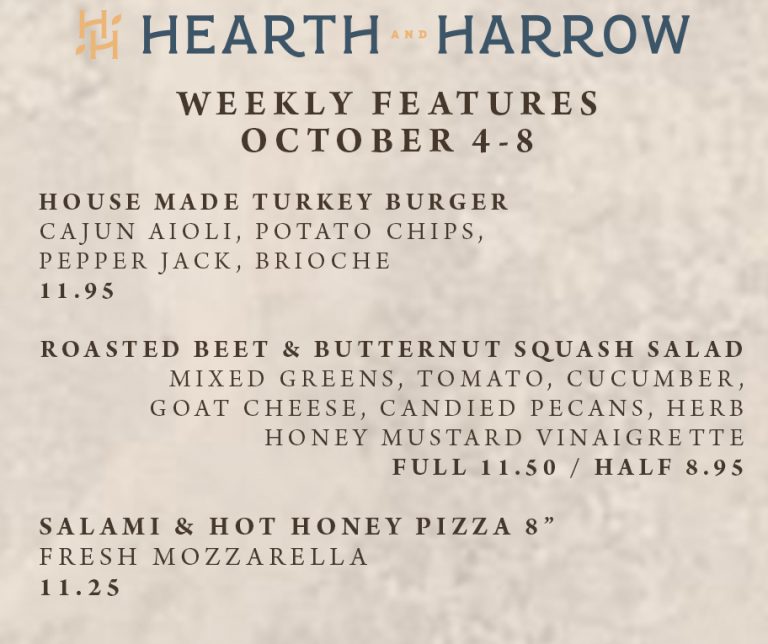 Menu - Hearth and Harrow
